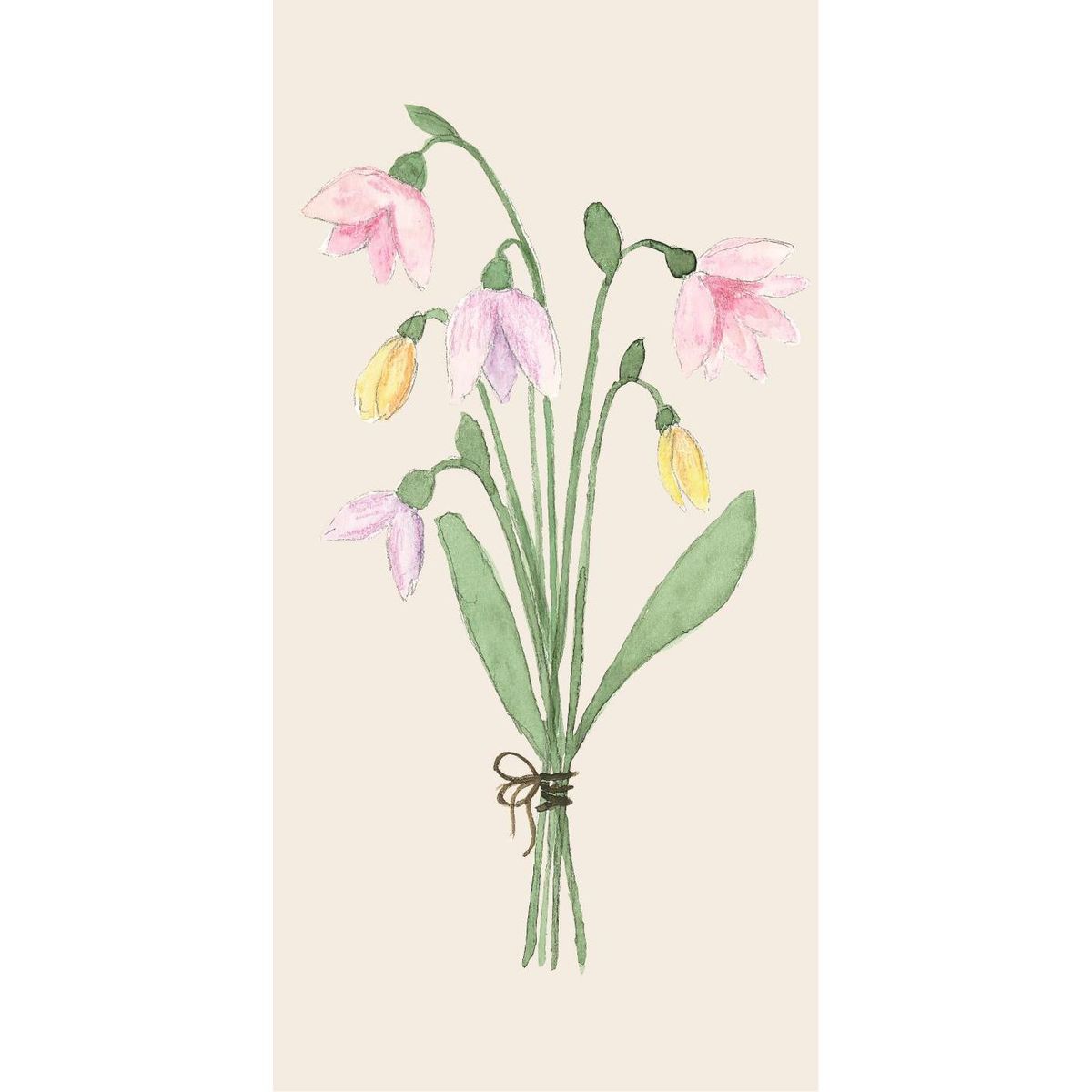 Serviett 10x20 cm - Natur m/ vårblomster - Noord by hk